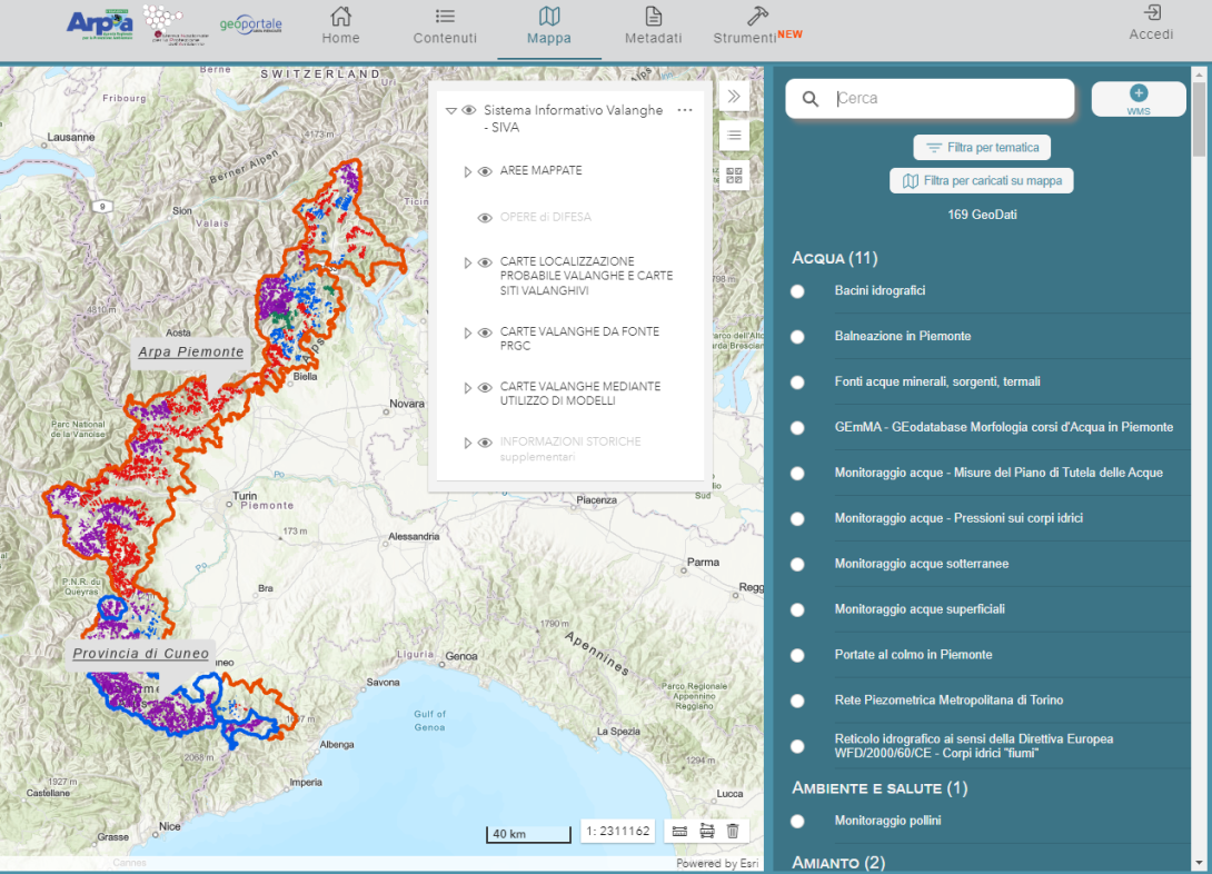 Cartografia Valanghe | Arpa Piemonte